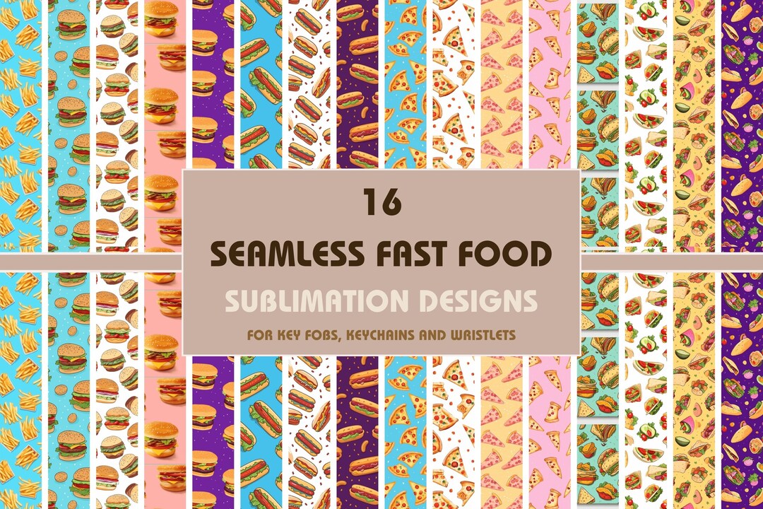 Fast Food Key Fob Sublimation, Key Fob Wristlet Bundle, Key Fob ...