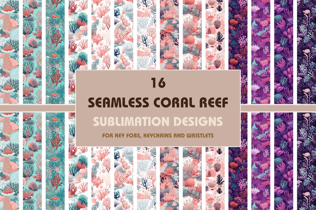 Coral Reefs Key Fob Sublimation Designs: Wristlet PNG Bundle (digital Download) - Etsy
