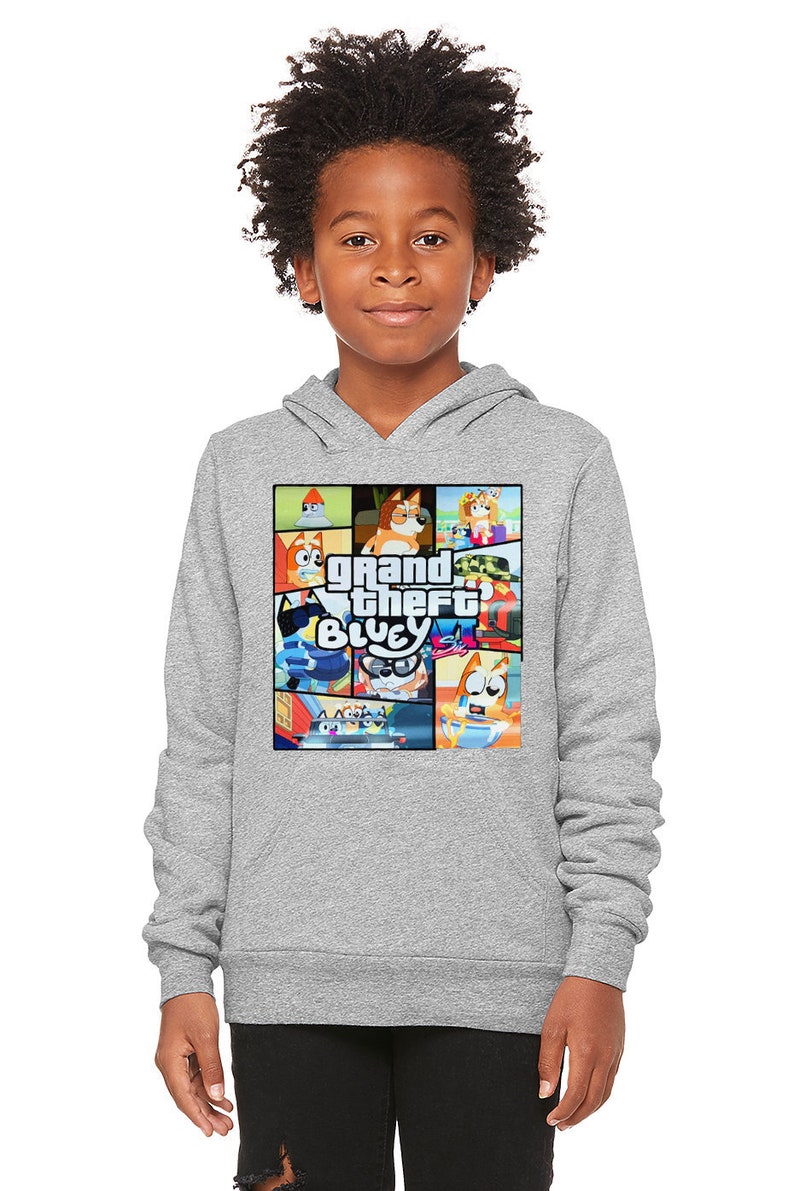 Kids Toddlers Bluey Grand Theft Bluey Funny Novelty One Sided Jumper ...