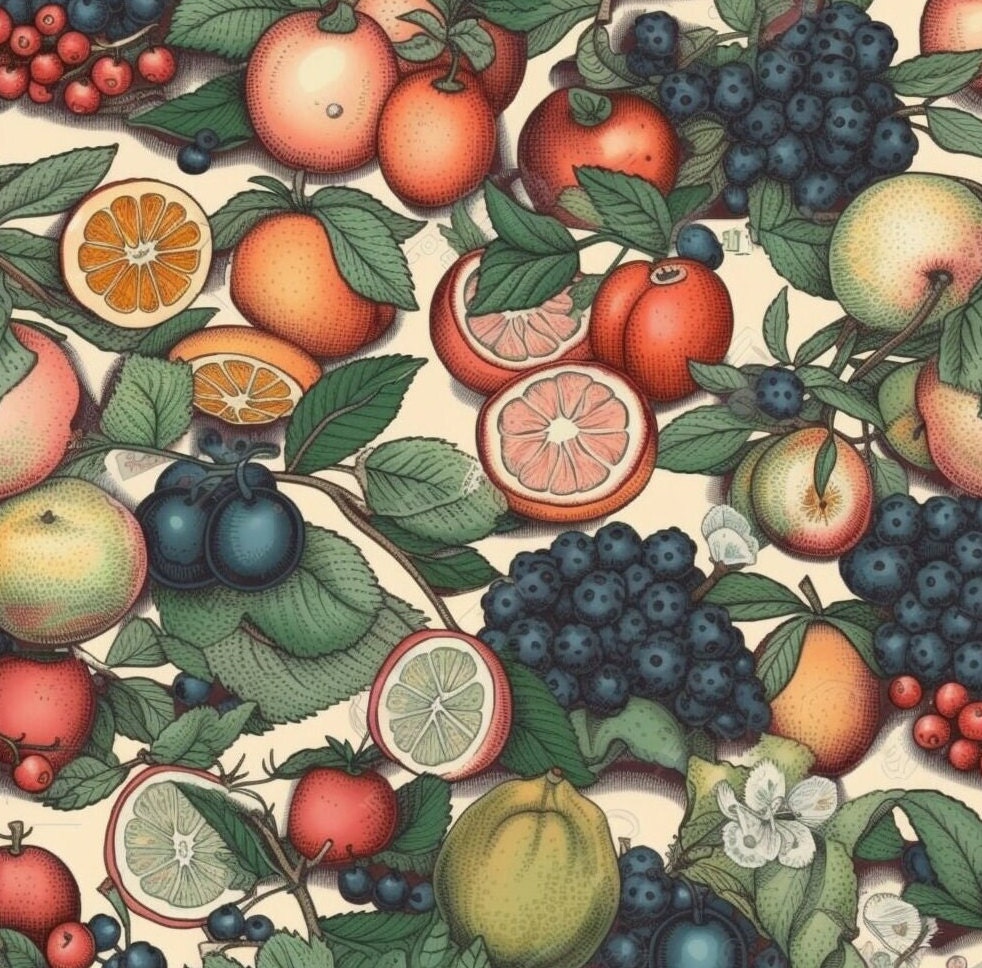 Fruit Digital Paper, Fruit Seamless Pattern, Fruit Prints, Fruit ...