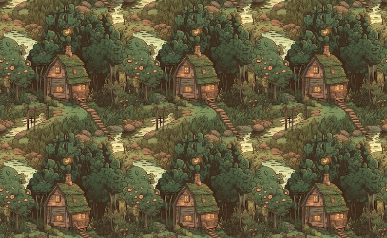 Cottage Core Digital Paper, Cottage Core Seamless Pattern, Forest ...