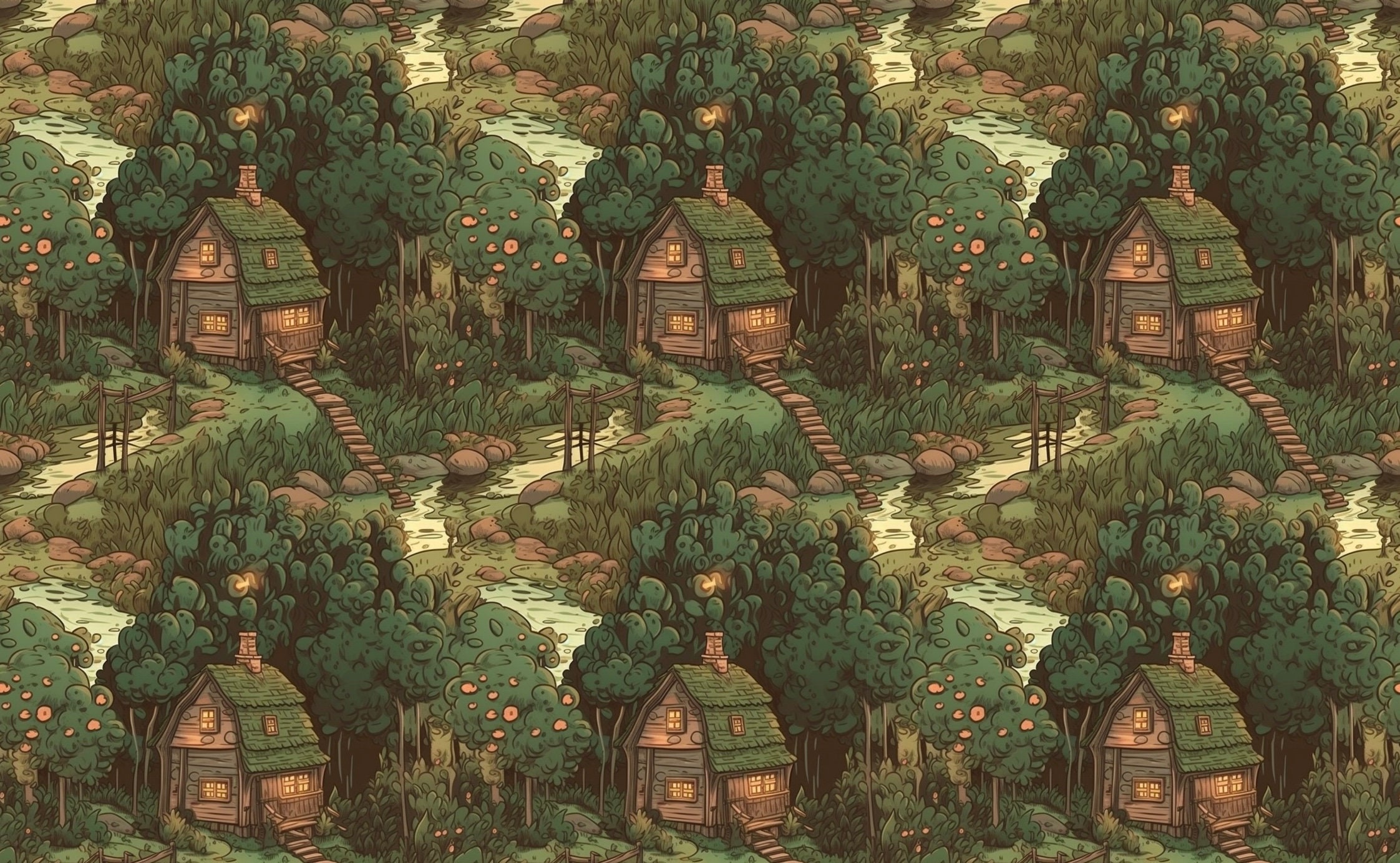 Cottage Core Digital Paper, Cottage Core Seamless Pattern, Forest ...