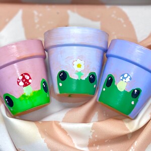 Set of Three Hand Painted Adorable Frog Pots (pink, Blue, Baby Blue) - Etsy