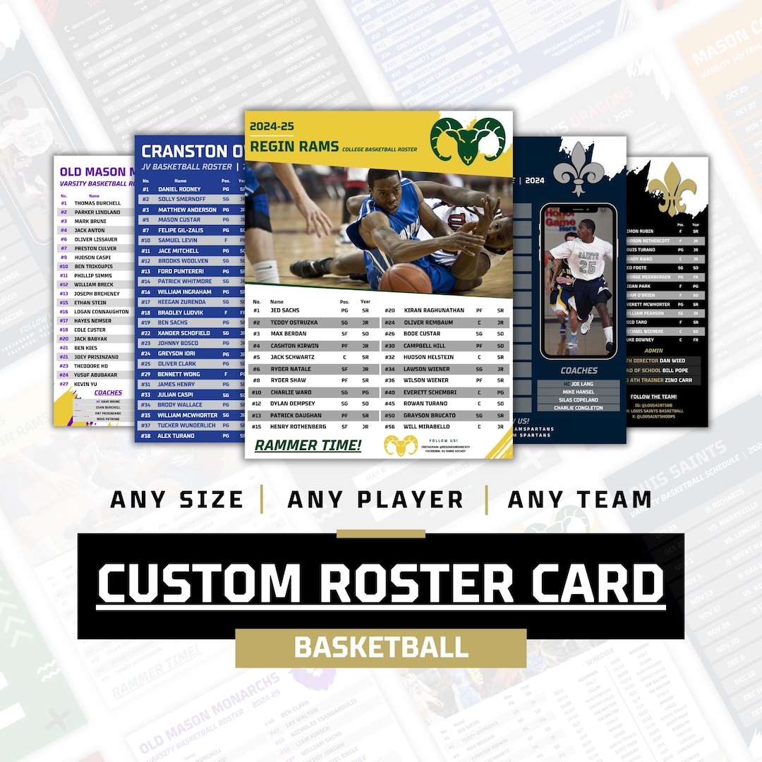 PERSONALIZED Basketball Roster Card Preset for Your Team - Etsy