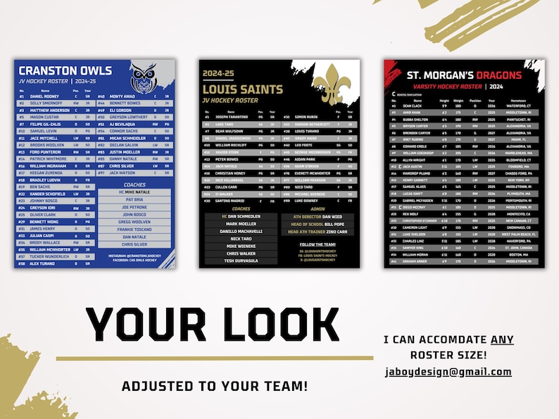 Hockey Custom Roster Card Preset for Your Team - Etsy