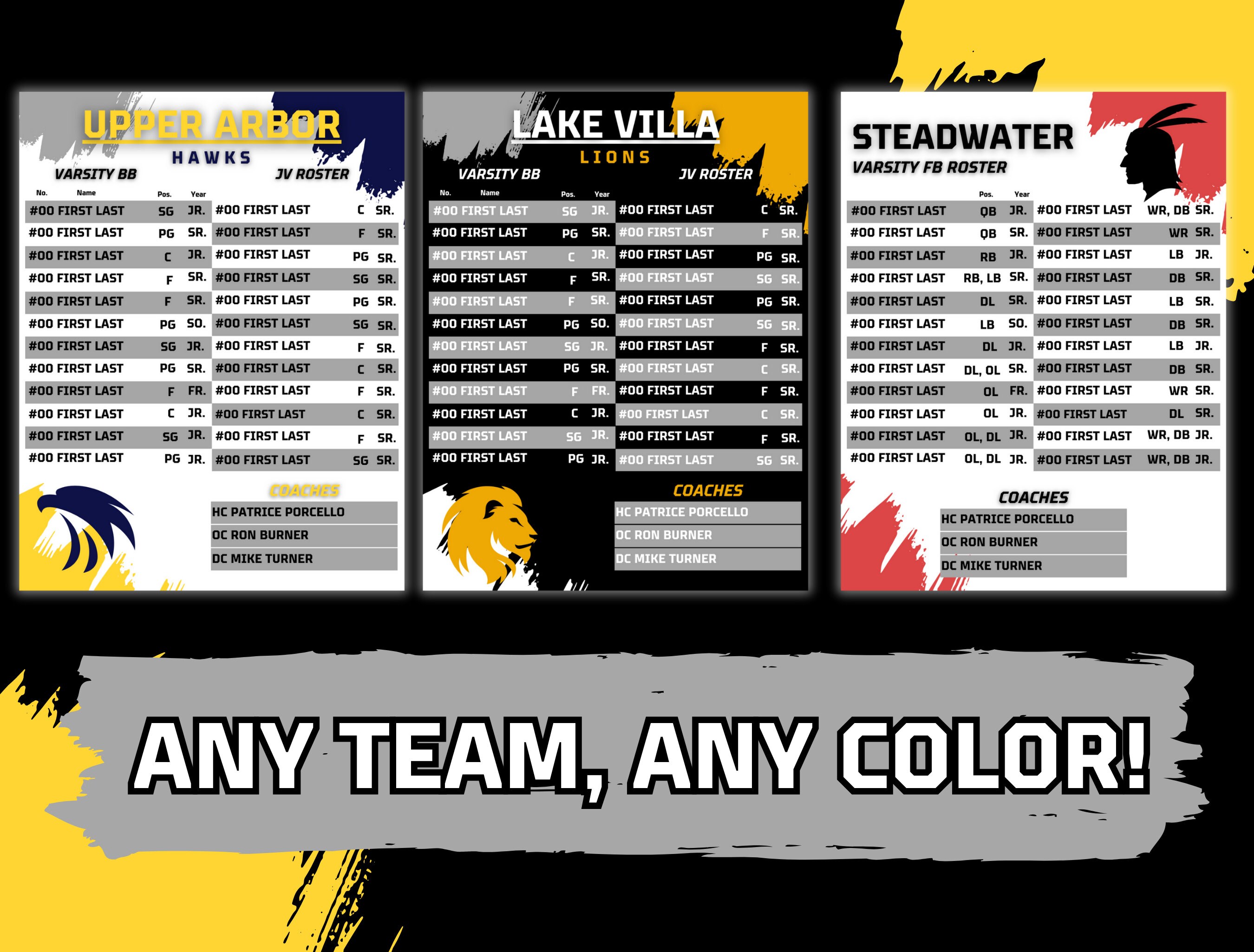 Basketball Roster Card Templates Canva Customizable - Etsy