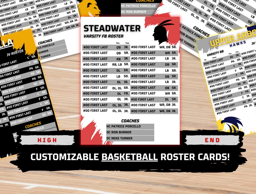 Basketball Roster Card Templates Canva Customizable - Etsy