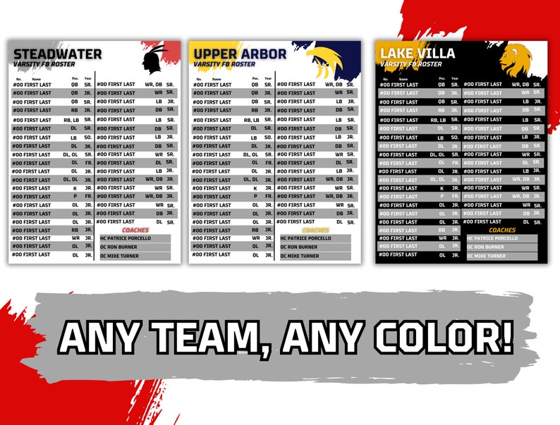 Premium Football Roster Cards Customizable for Canva - Etsy