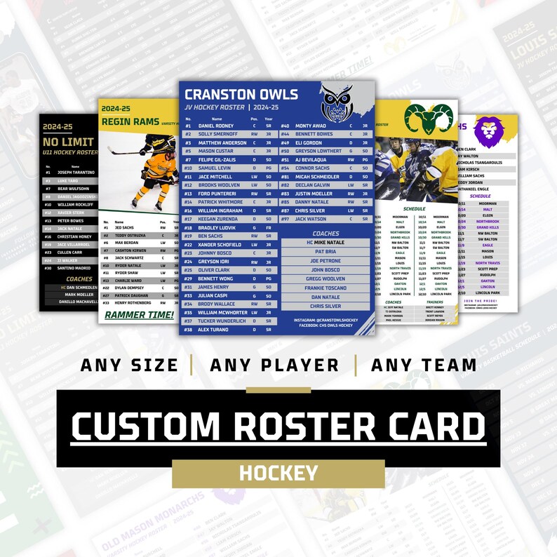 Hockey Custom Roster Card Preset for Your Team - Etsy