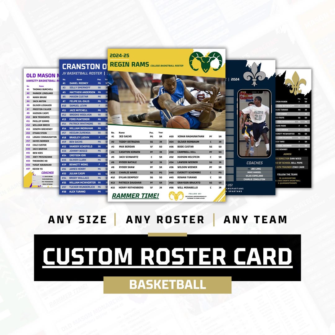Basketball Roster Card Custom Order for Your Basketball Team - Etsy