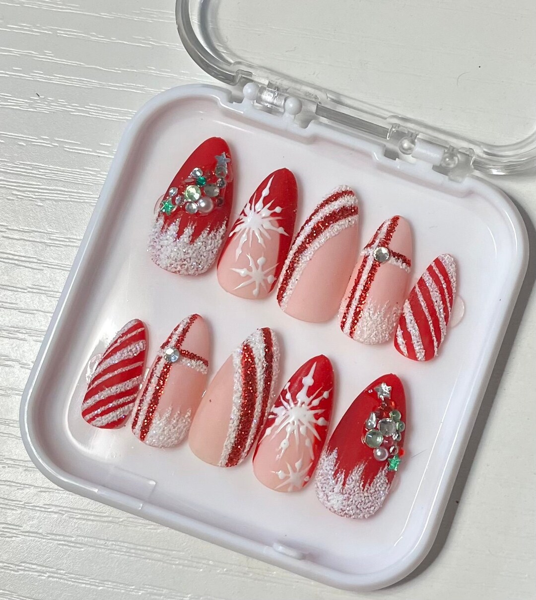 Christmas Nails | Red Christmas Press Ons | Santa Nails | Holiday Nails ...
