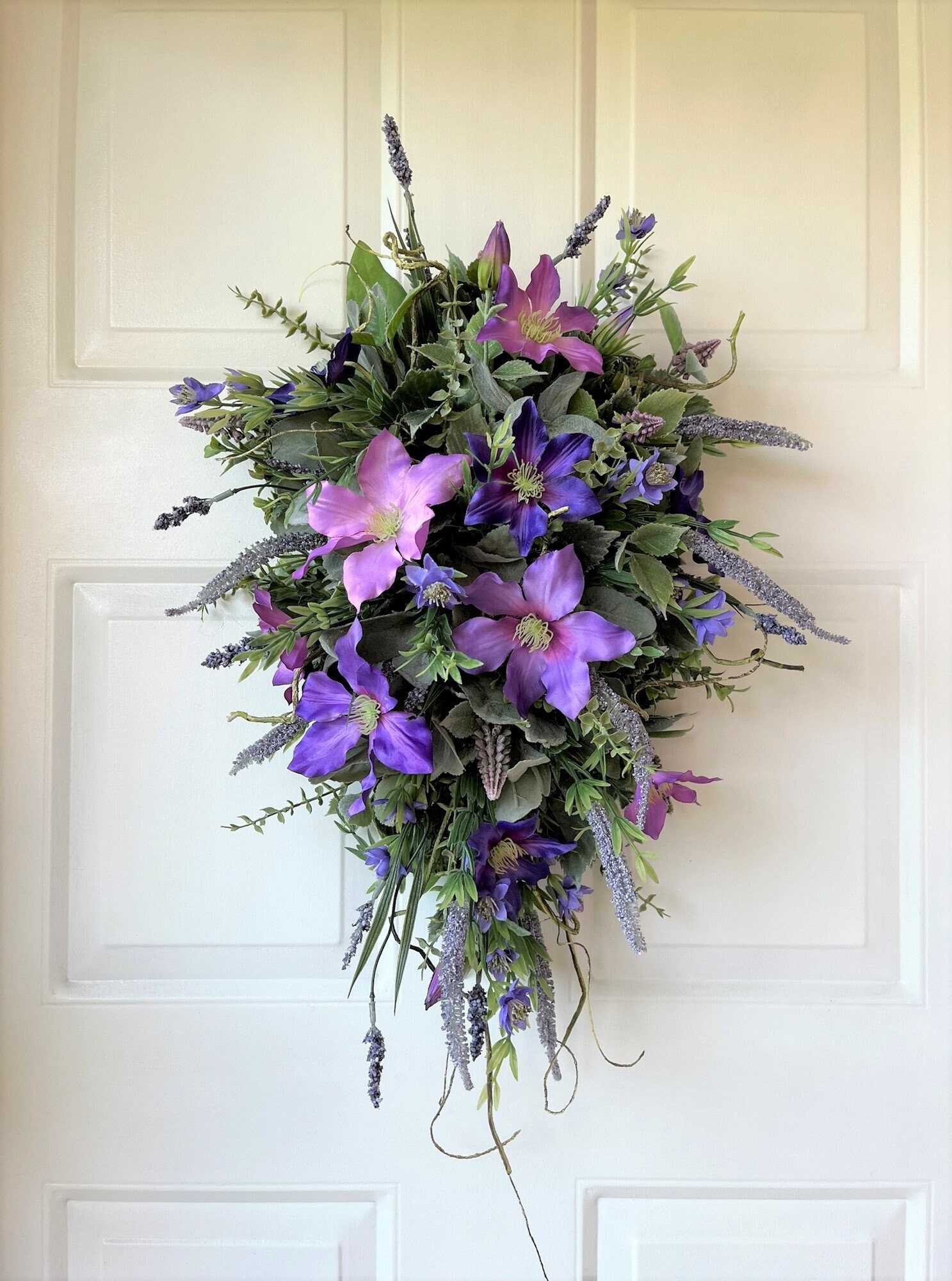 Teardrop Swag Spring Wreath Wreath for Front Door Purple Swag Wreath ...