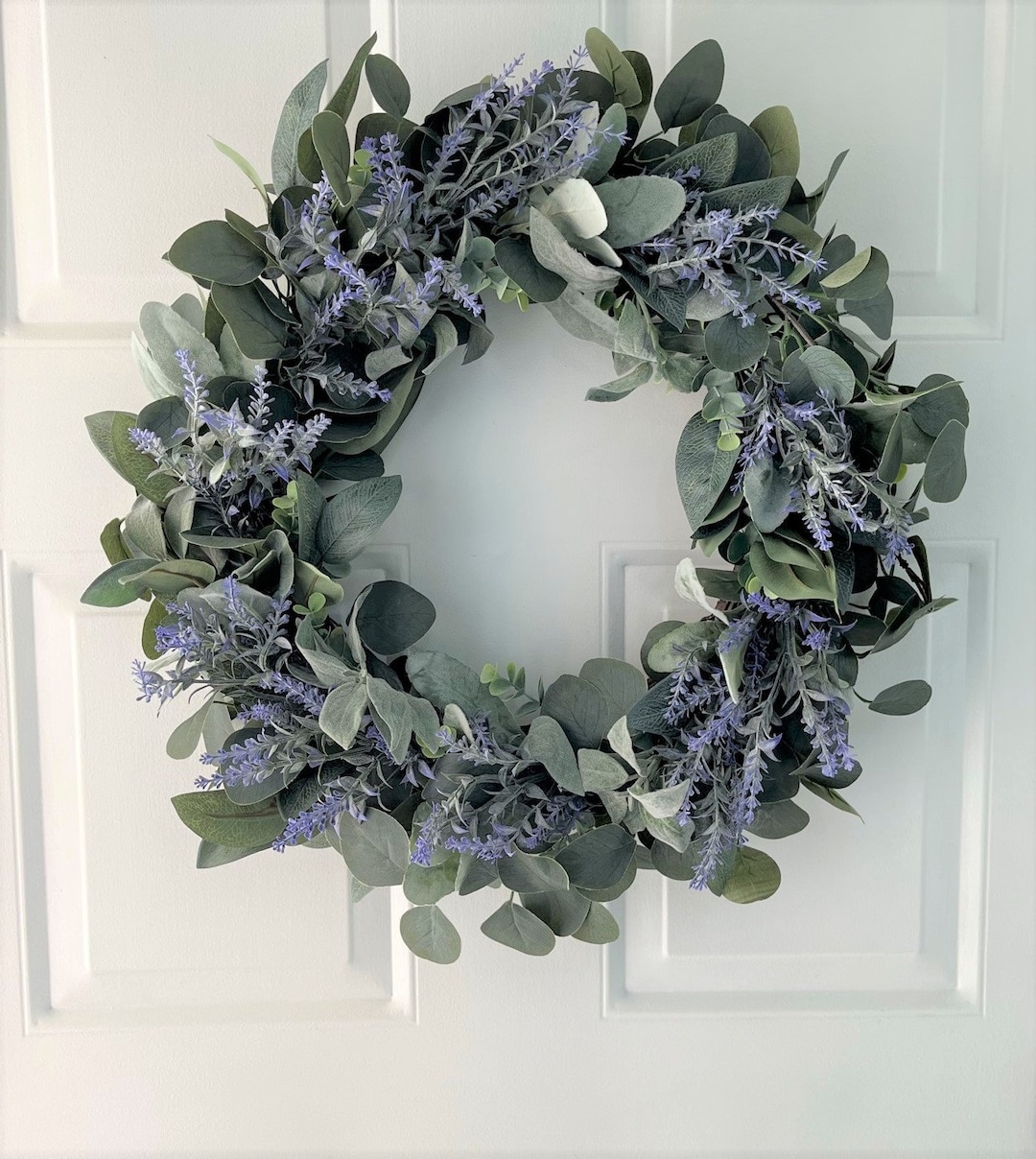 Lavender Wreath Wreath for Front Door Year Around 18 Door Wreath Greenery Wreath Handmade Wreath ...