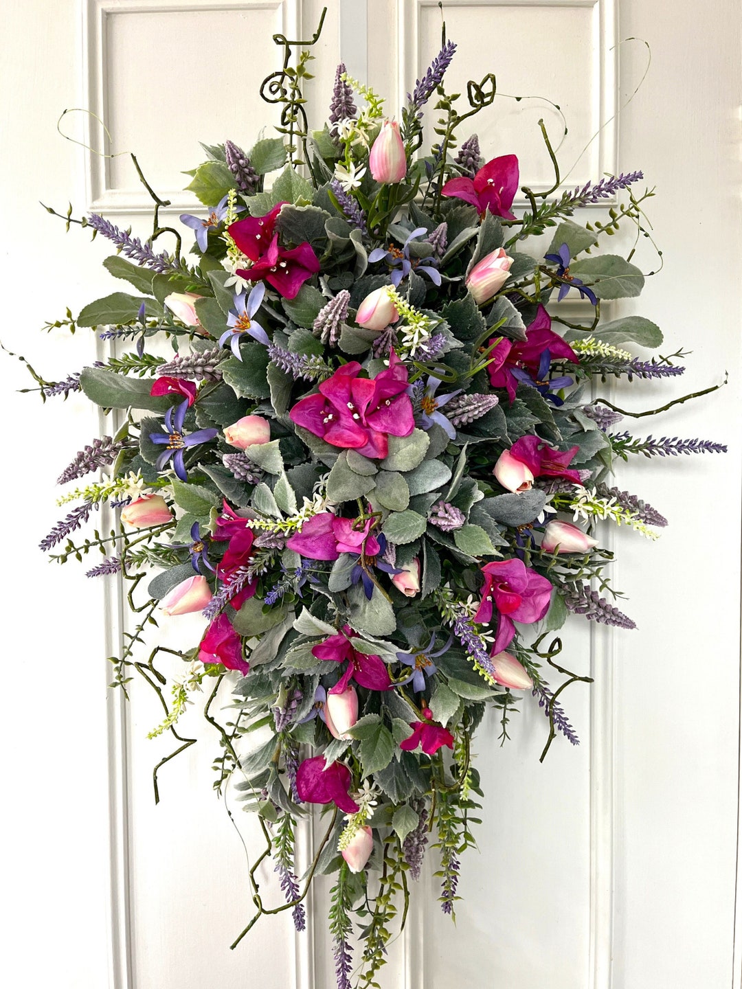 Summer Wreath, Teardrop Swag, Spring Wreath, Wreath for Front Door ...