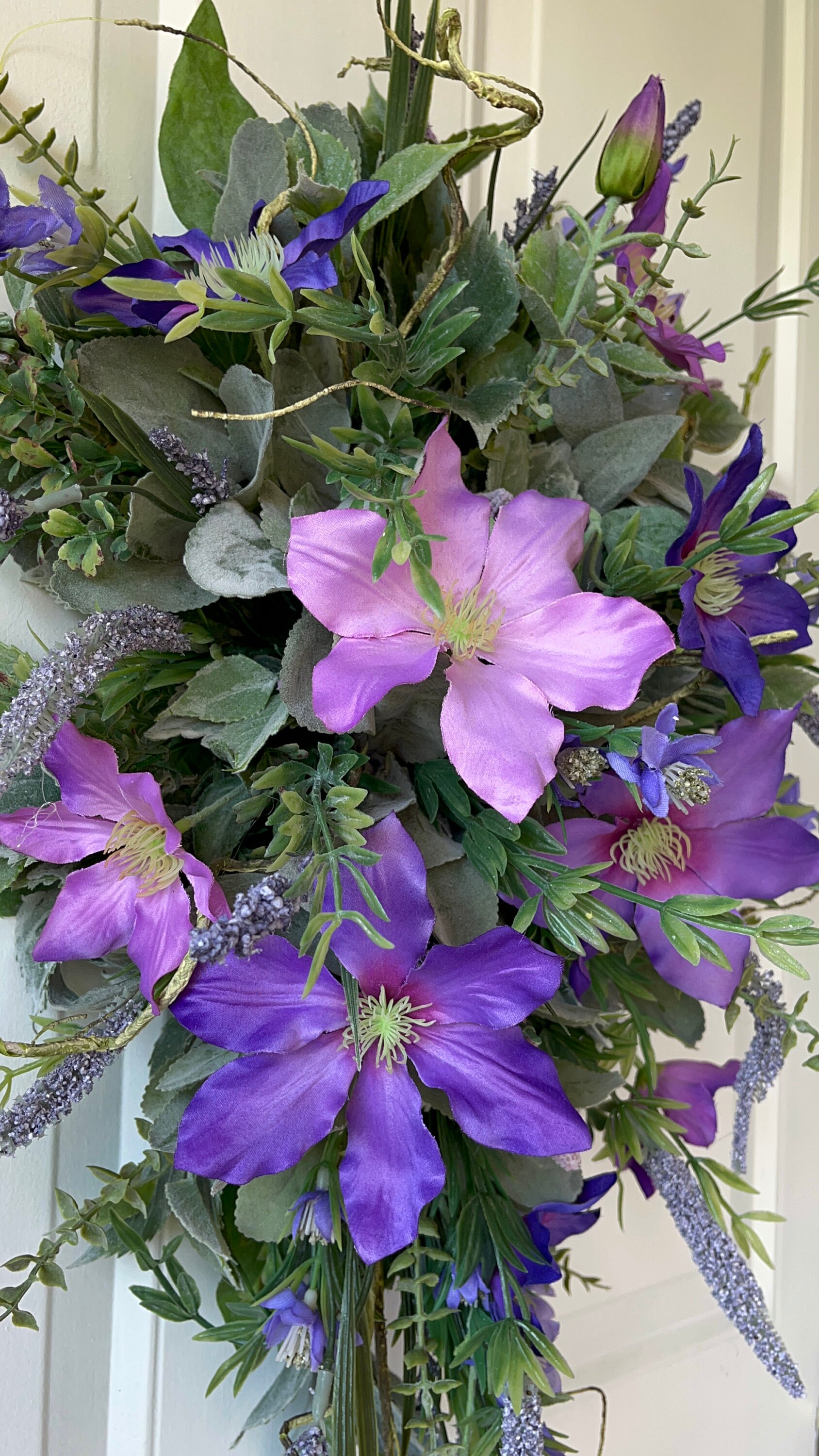 Teardrop Swag Spring Wreath Wreath for Front Door Purple Swag Wreath ...