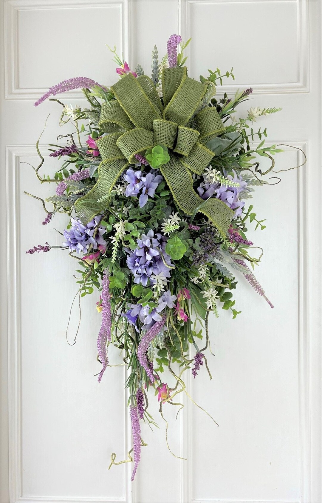 Teardrop Swag Spring Wreath Wreath for Front Door Purple Swag - Etsy