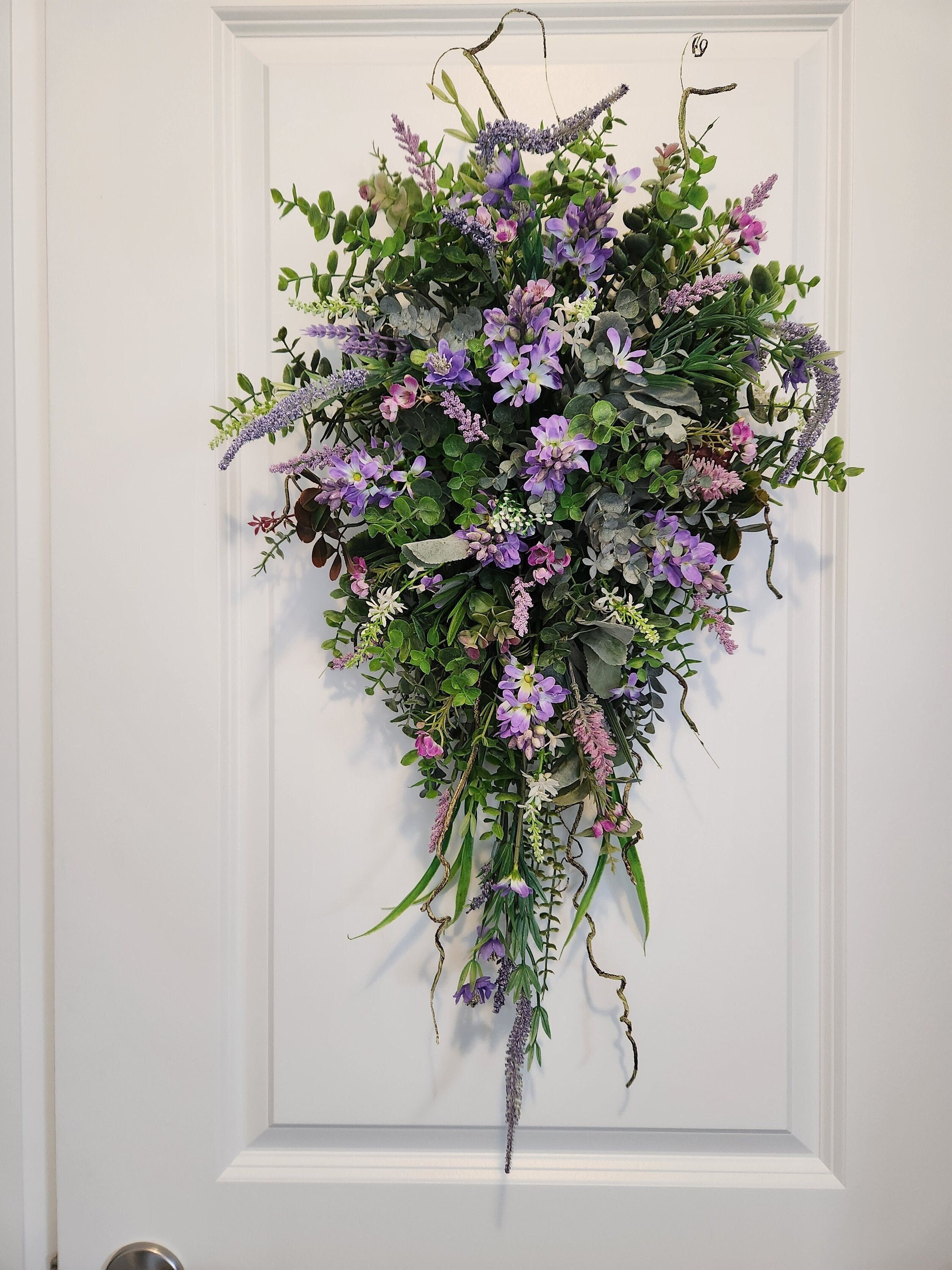 Teardrop Swag Spring Wreath Wreath for Front Door Purple Swag Wreath ...