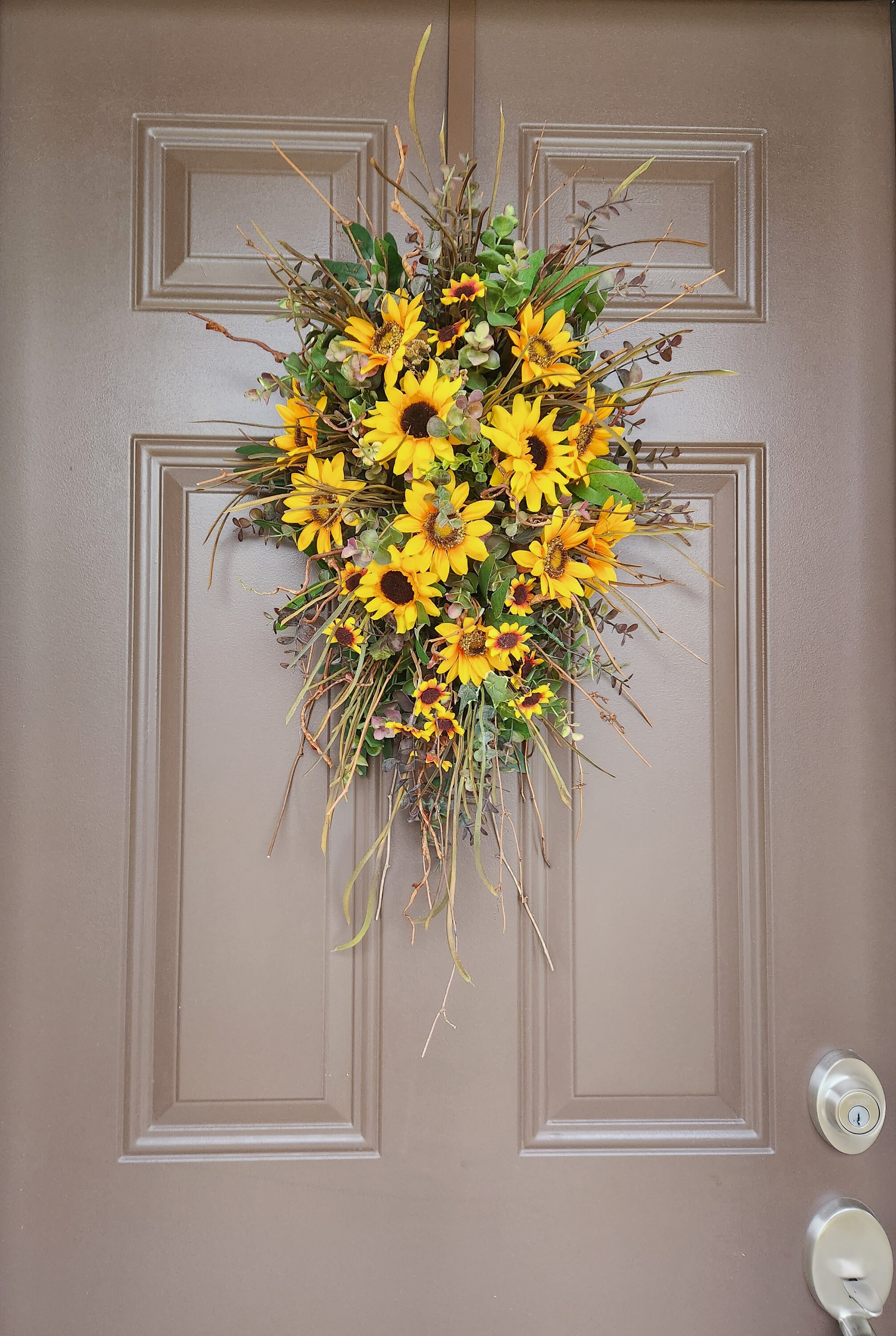 Teardrop Swag Summer Wreath Wreath for Front Door Sunflower Swag Wreath ...