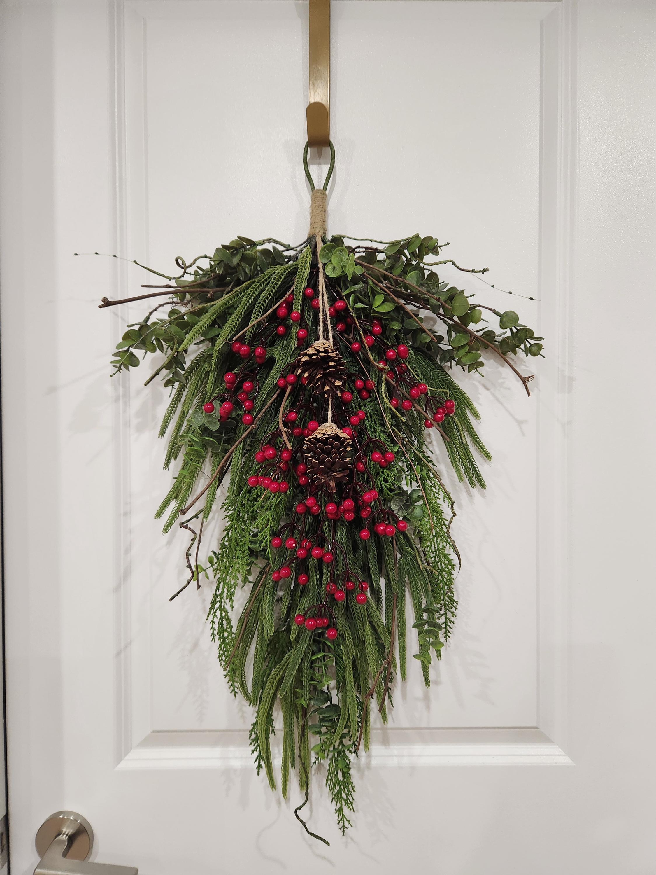 Teardrop Evergreen Swag Christmas Door Swag Winter Swag Wedding Wreath ...