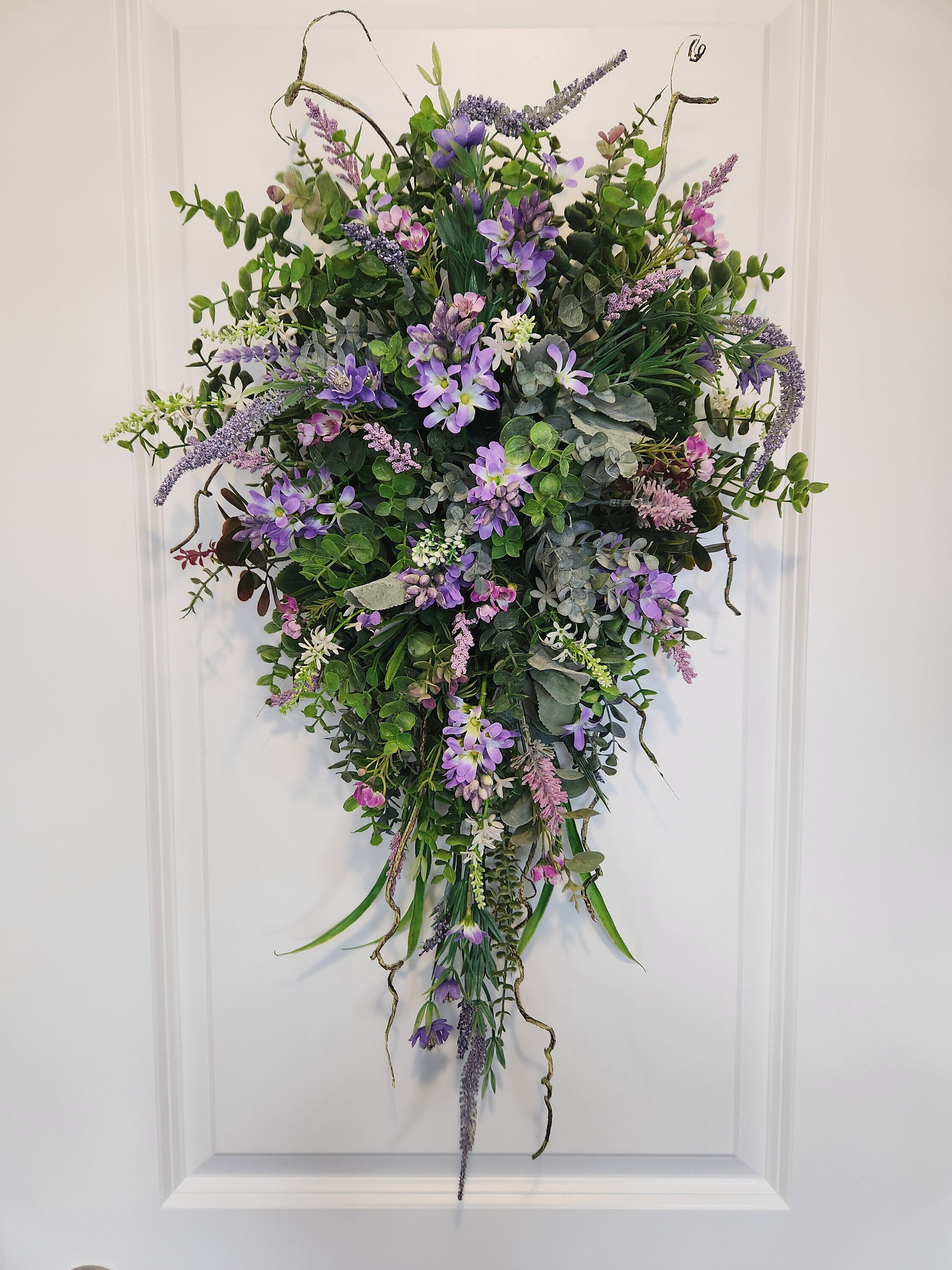 Teardrop Swag Spring Wreath Wreath for Front Door Purple Swag Wreath ...