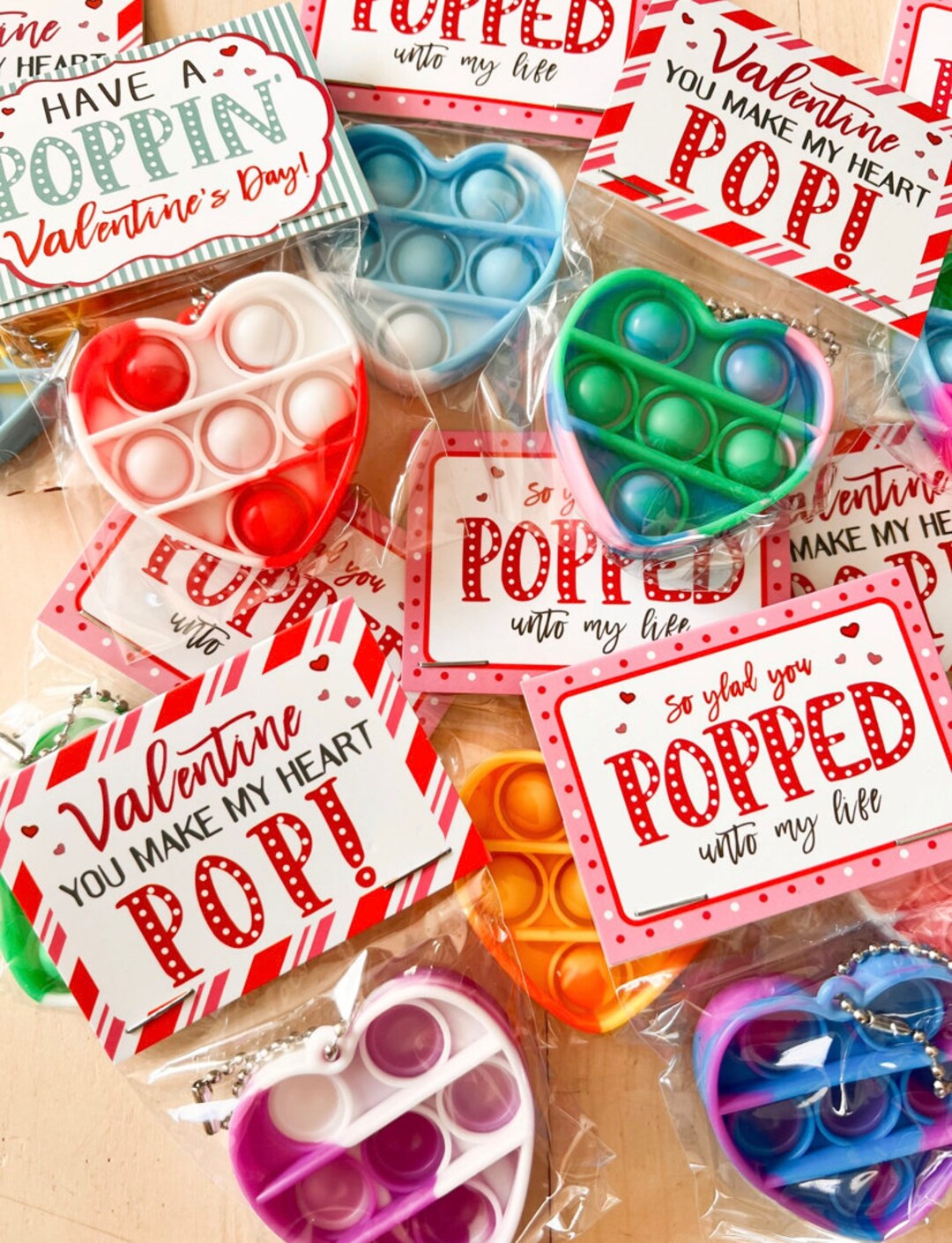 Pop It Heart Shaped Keychain Valentines Day Fidget Toys Autism ...