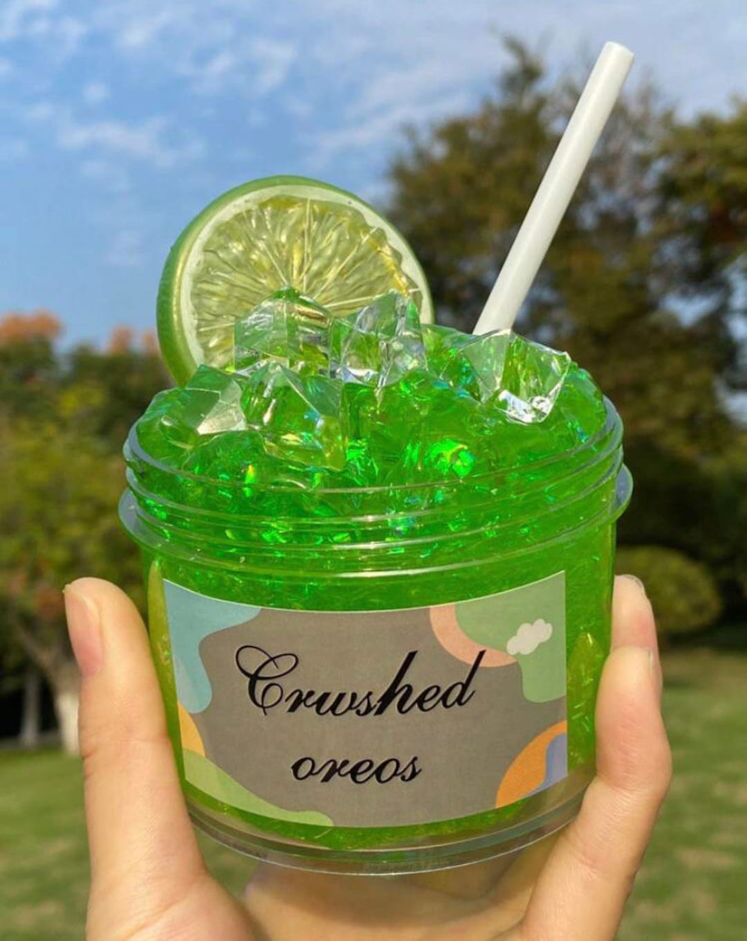 Slime Kit Lime Theme With Ice Cubes, Straw, and Lime Slice Party ...