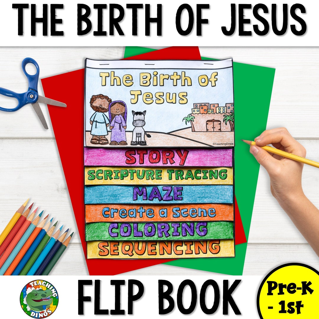 Birth of Jesus Christmas Nativity Bible Story Flip Book Sunday School ...