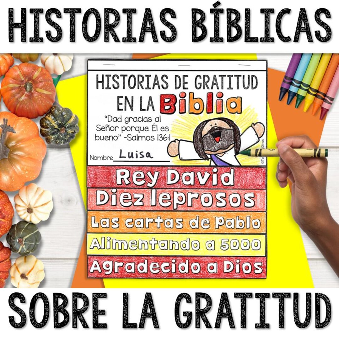 Thanksgiving SPANISH Gratitude Bible Stories & Thankfulness Craft for ...