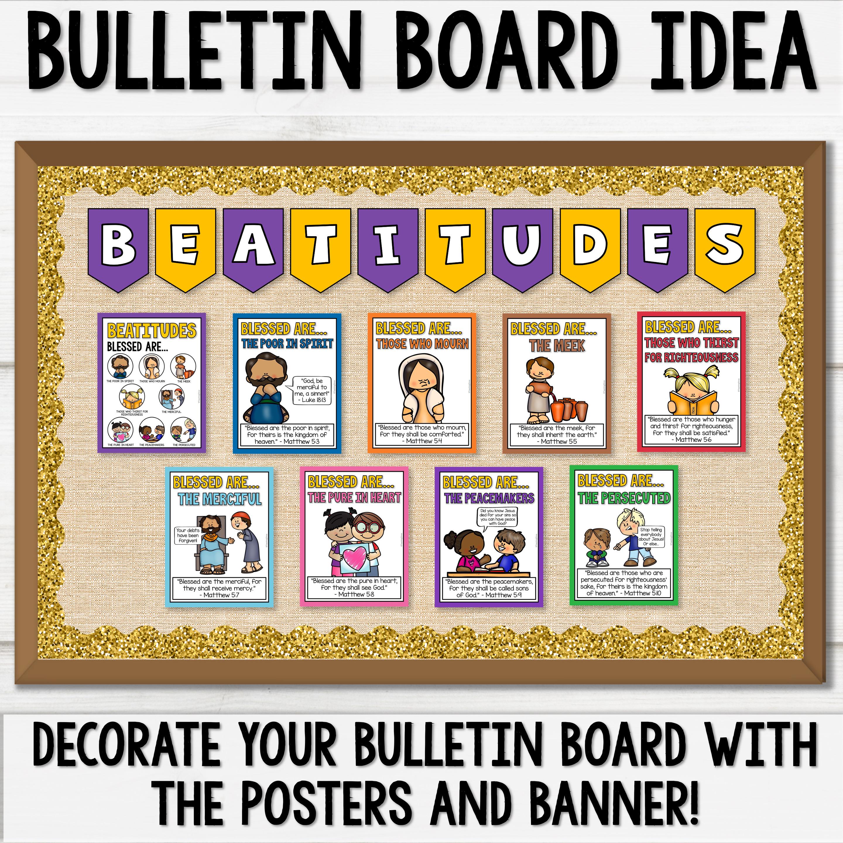Beatitudes Posters With Bible Verses | Christian Classroom Decor ...