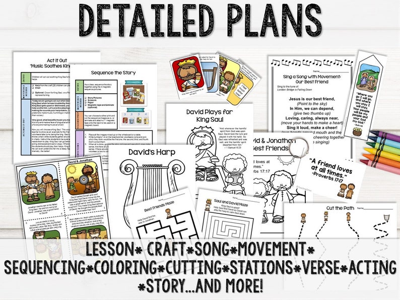 David, Jonathan and Saul Bible Story BUNDLE Sunday School Bible Lesson ...