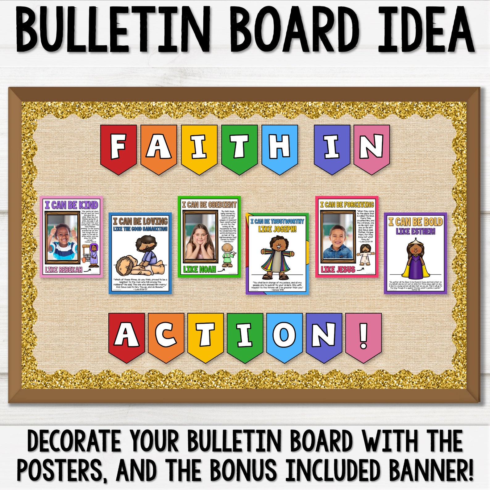 Biblical Character Trait Posters With Bible Verses | Classroom Bulletin ...