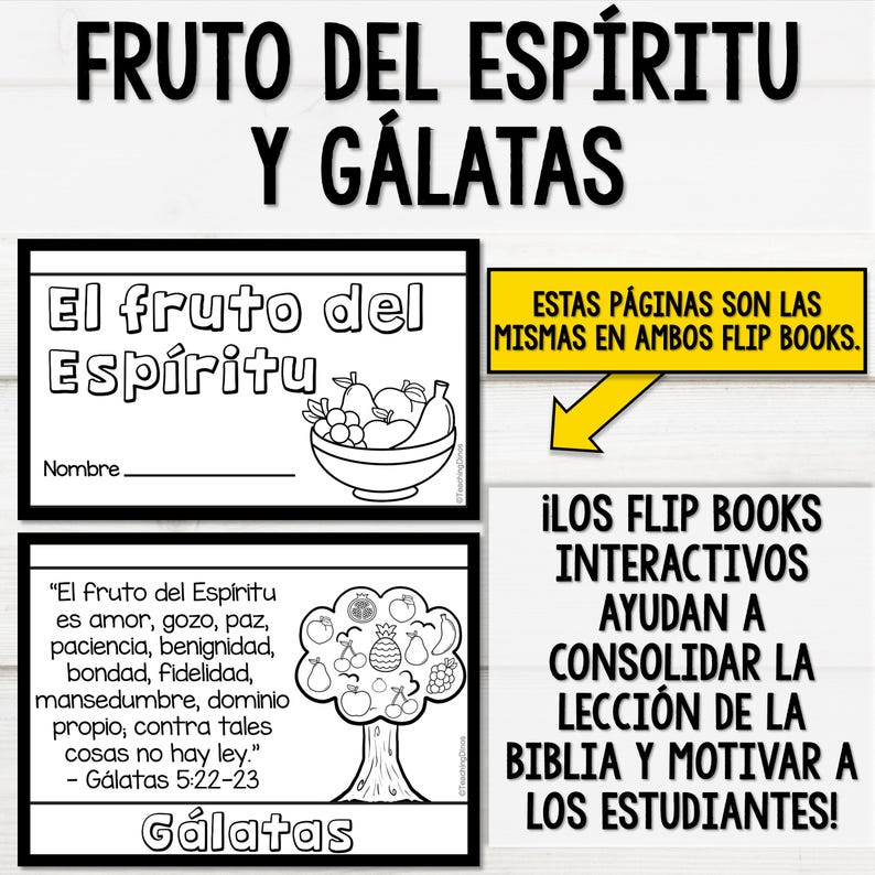 Fruit of the Spirit SPANISH Bible Craft Flip Book Activity | En Español ...