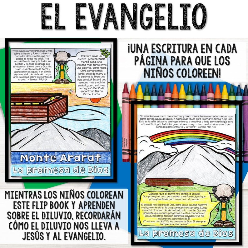 Noah's Ark Craft SPANISH | Bible Story Flip Book | Bible Lesson Sunday ...