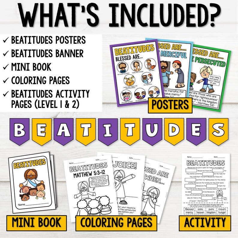Beatitudes Posters With Bible Verses | Christian Classroom Decor ...