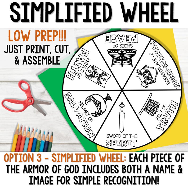 Armor of God Bible Craft Coloring Wheel Activity | Christian Sunday ...