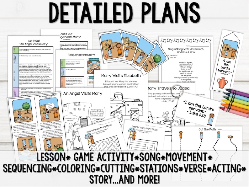 Mary and the Angel Gabriel Bible Activities and Lesson Mary and ...