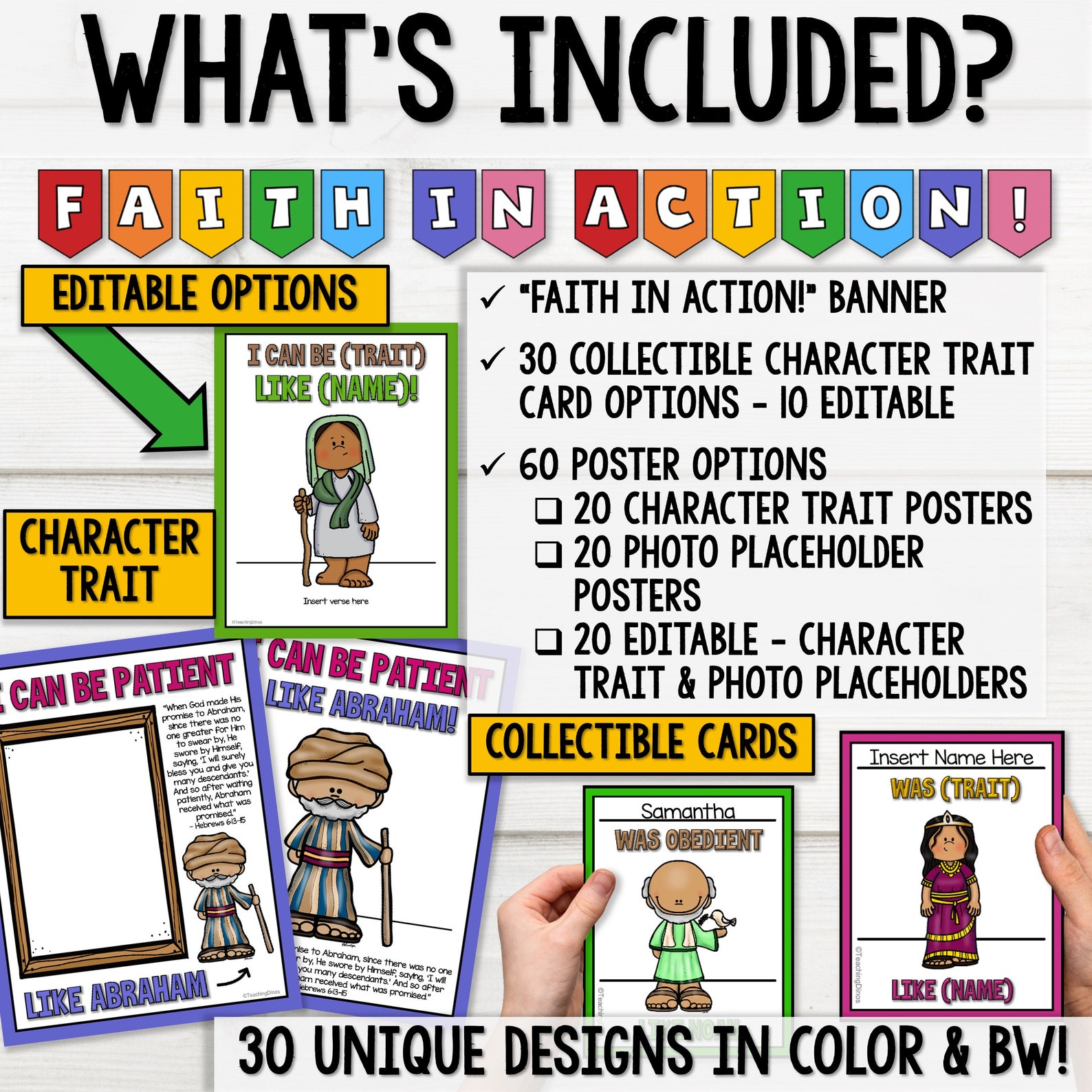 Biblical Character Trait Posters With Bible Verses | Classroom Bulletin ...