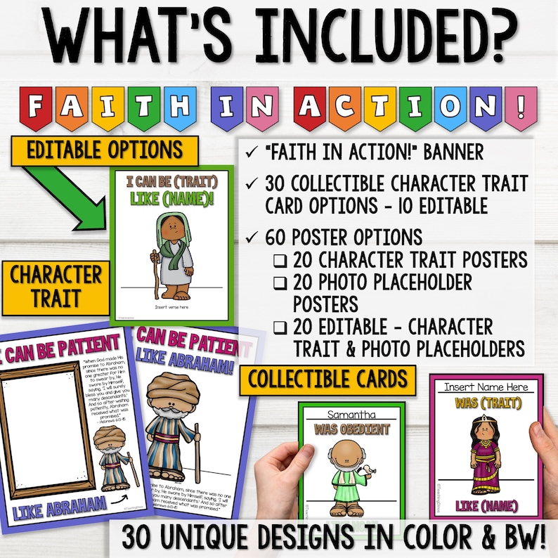 Biblical Character Trait Posters With Bible Verses | Classroom Bulletin ...