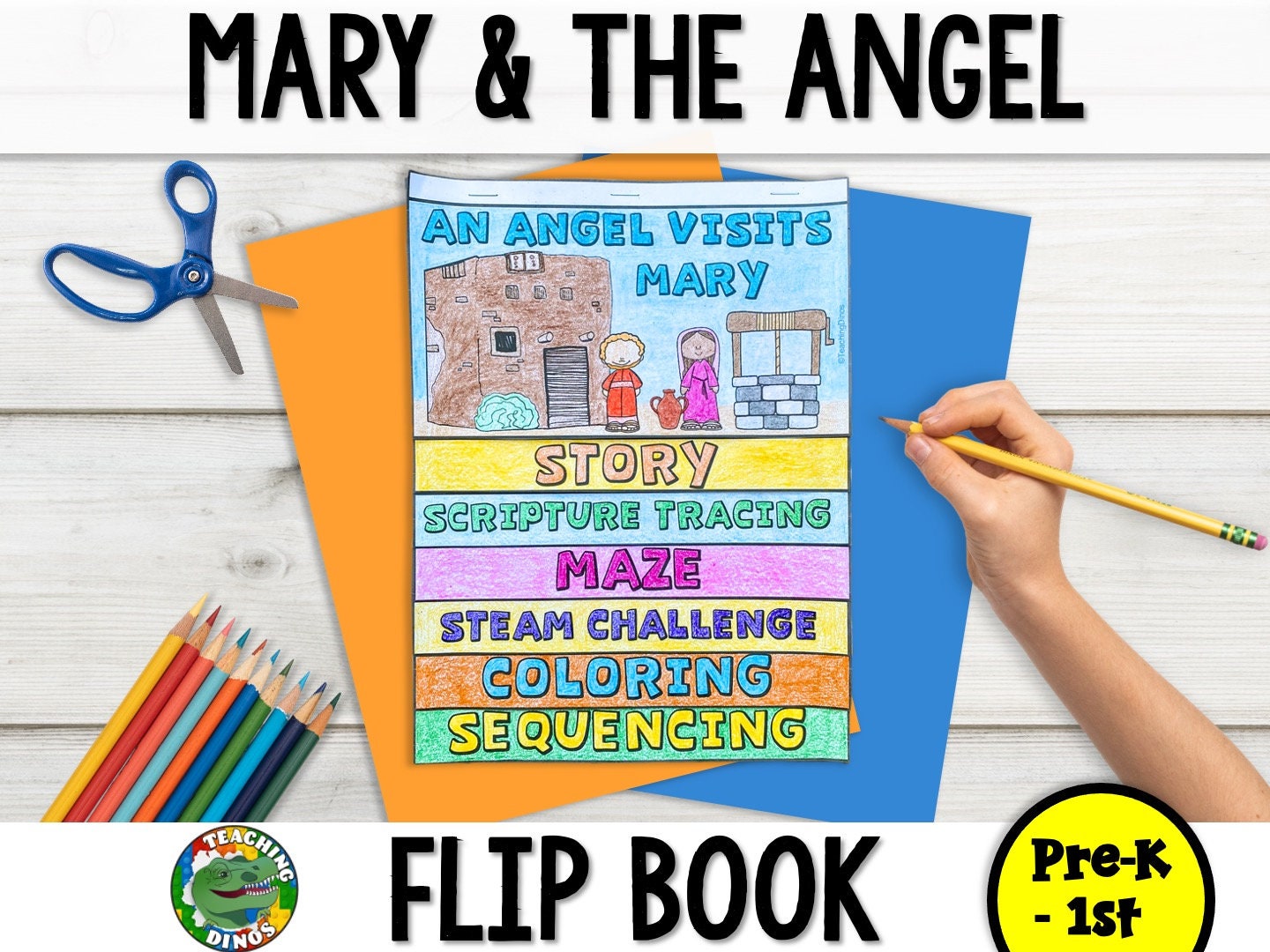 Mary and the Angel Bible Story Flip Book Sunday School Bible Story Flip ...