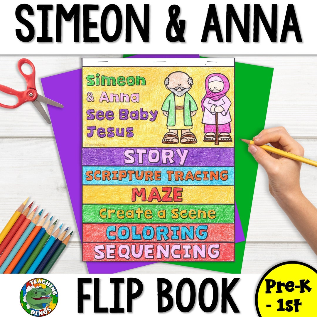 Simeon & Anna See Jesus Bible Flip Book Sunday School Bible Story Flip ...