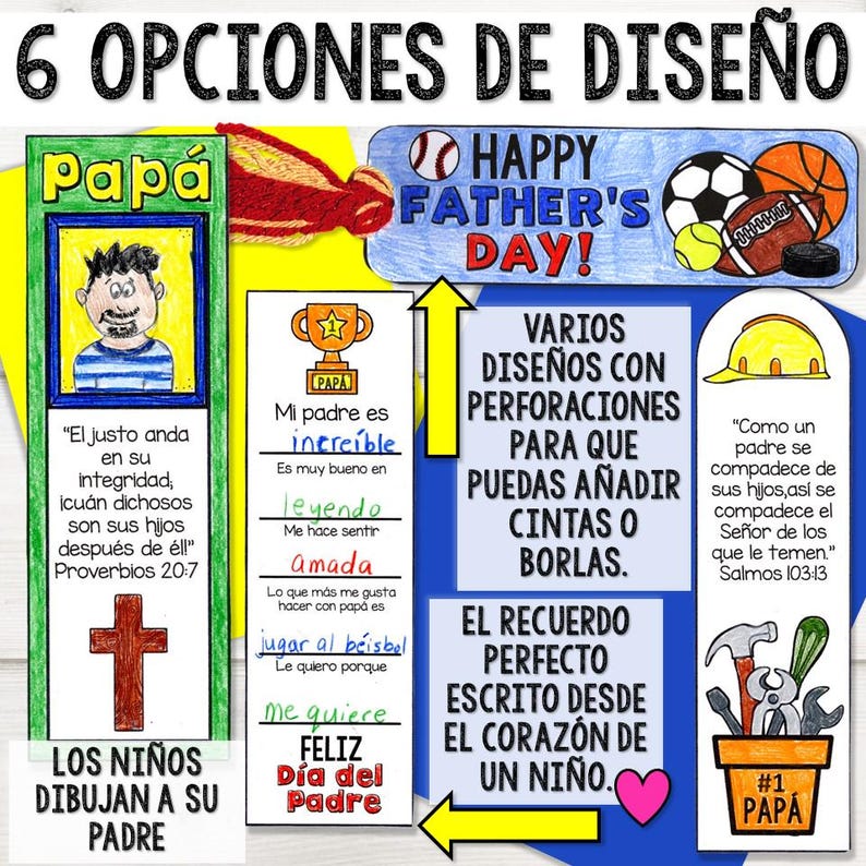 Father's Day Craft Spanish Sunday School | Father's Day Bookmark ...