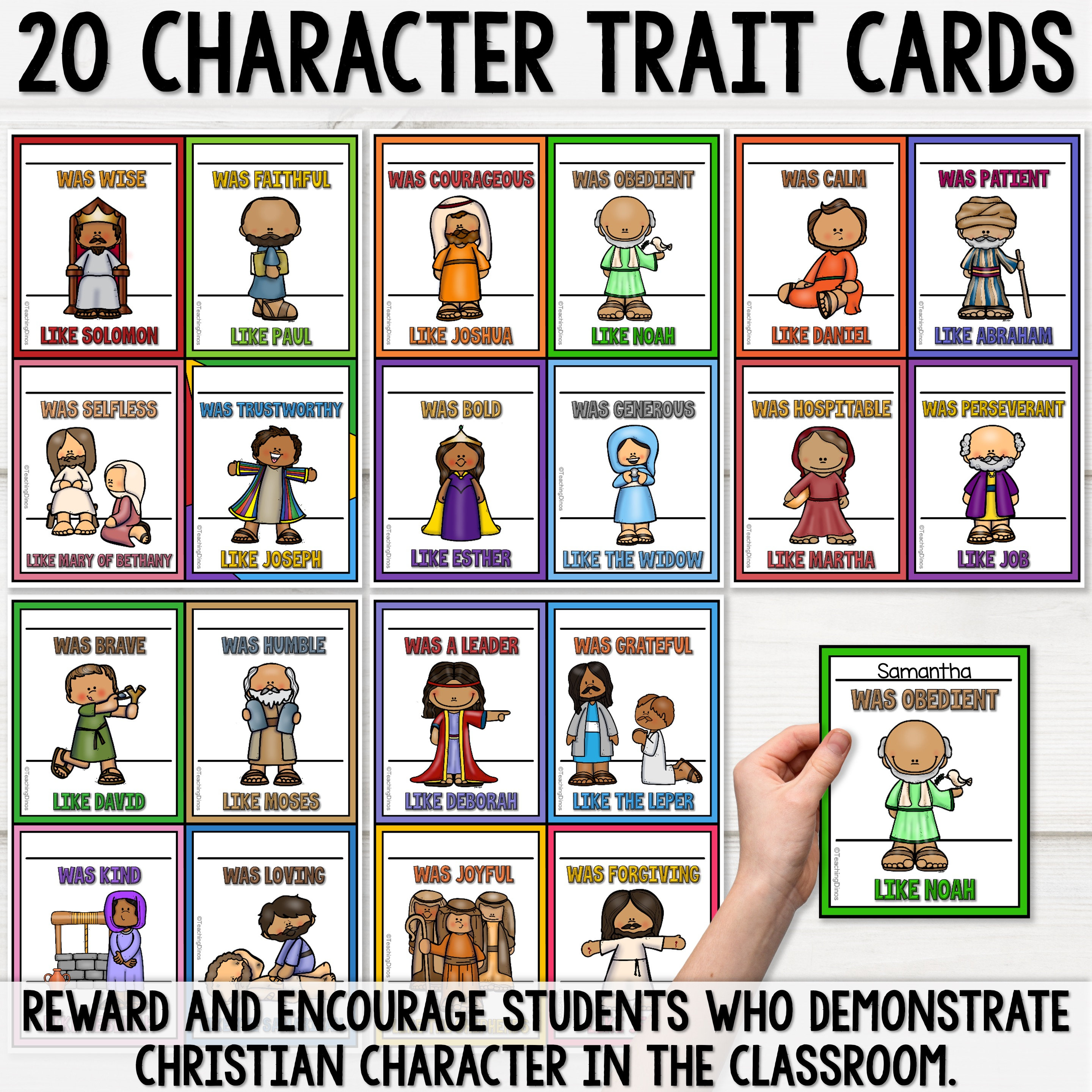 Biblical Character Trait Posters With Bible Verses | Classroom Bulletin ...