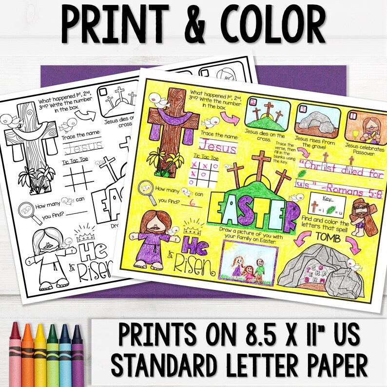 Easter Placemat Bible Activity Craft | Printable Bible Story Coloring ...