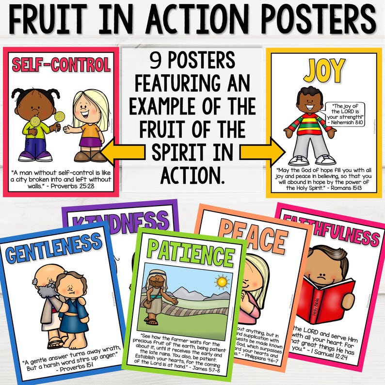 Fruit of the Spirit Posters With Bible Verses | Classroom Bulletin ...