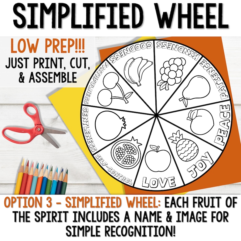 Fruit of the Spirit Bible Craft Coloring Wheel Activity | Christian ...