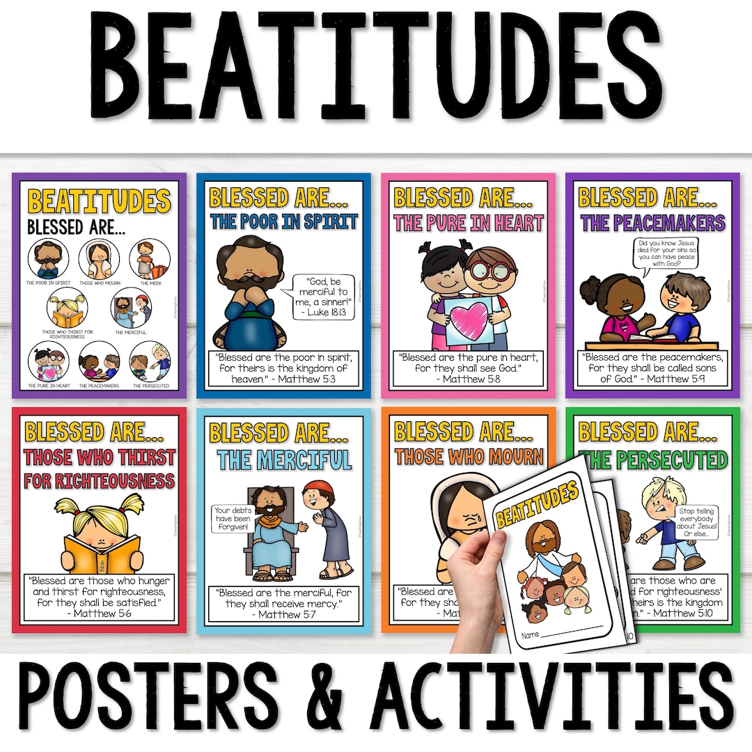 Beatitudes Posters With Bible Verses | Christian Classroom Decor ...