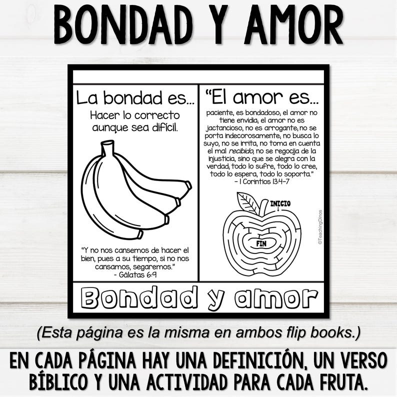 Fruit of the Spirit SPANISH Bible Craft Flip Book Activity | En Español ...