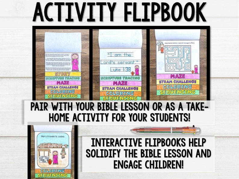 Mary and the Angel Bible Story Flip Book Sunday School Bible Story Flip ...