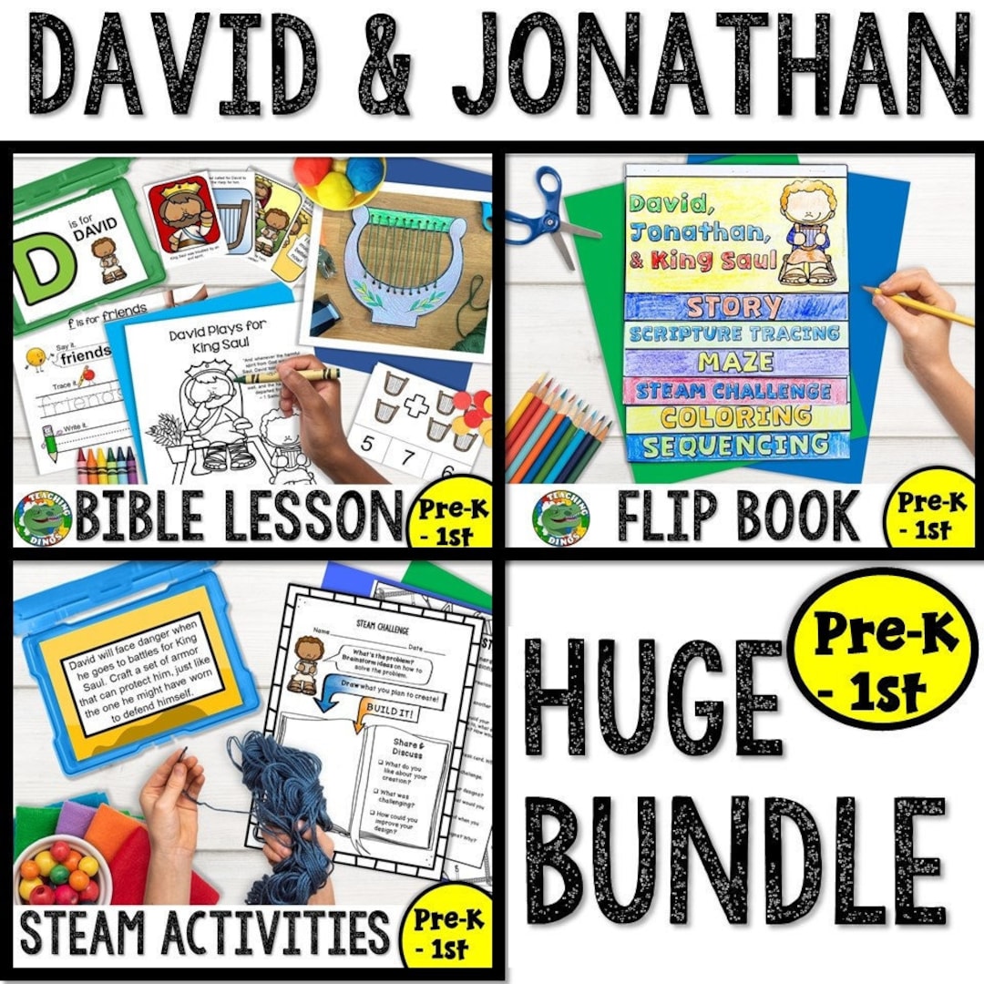 David, Jonathan and Saul Bible Story BUNDLE Sunday School Bible Lesson ...