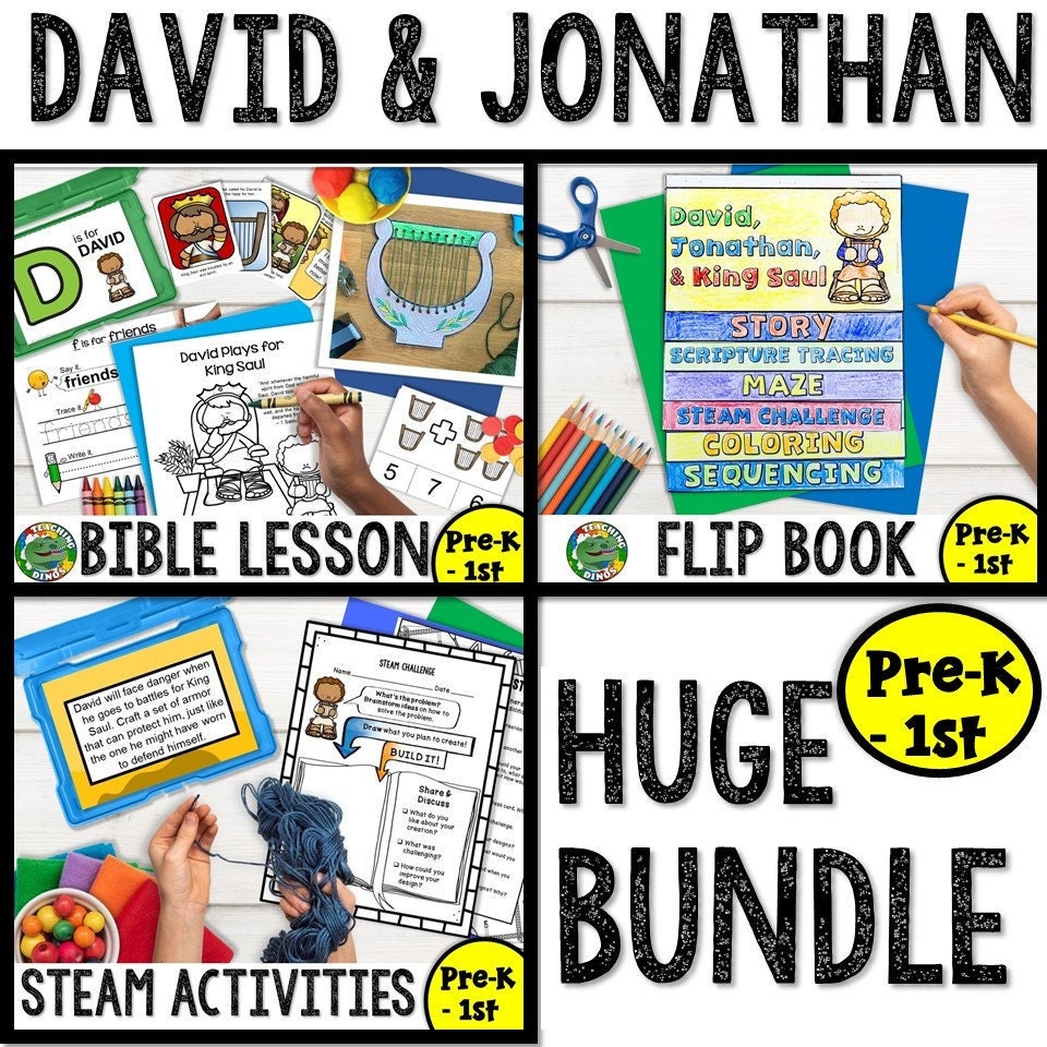 David, Jonathan and Saul Bible Story BUNDLE Sunday School Bible Lesson ...